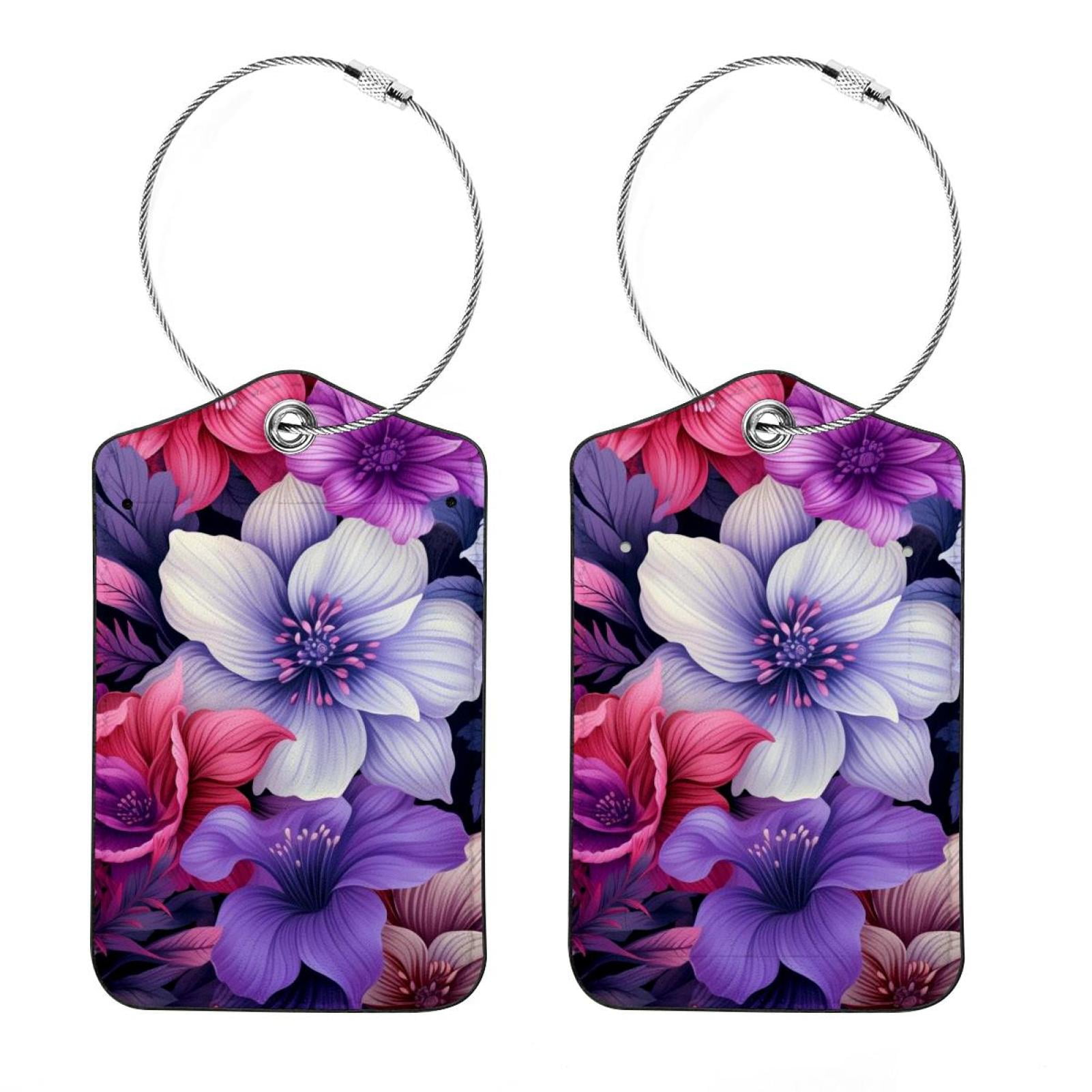 2 Pieces Flower Petal Luggage Tags with Full Back Privacy Cover /Steel ...