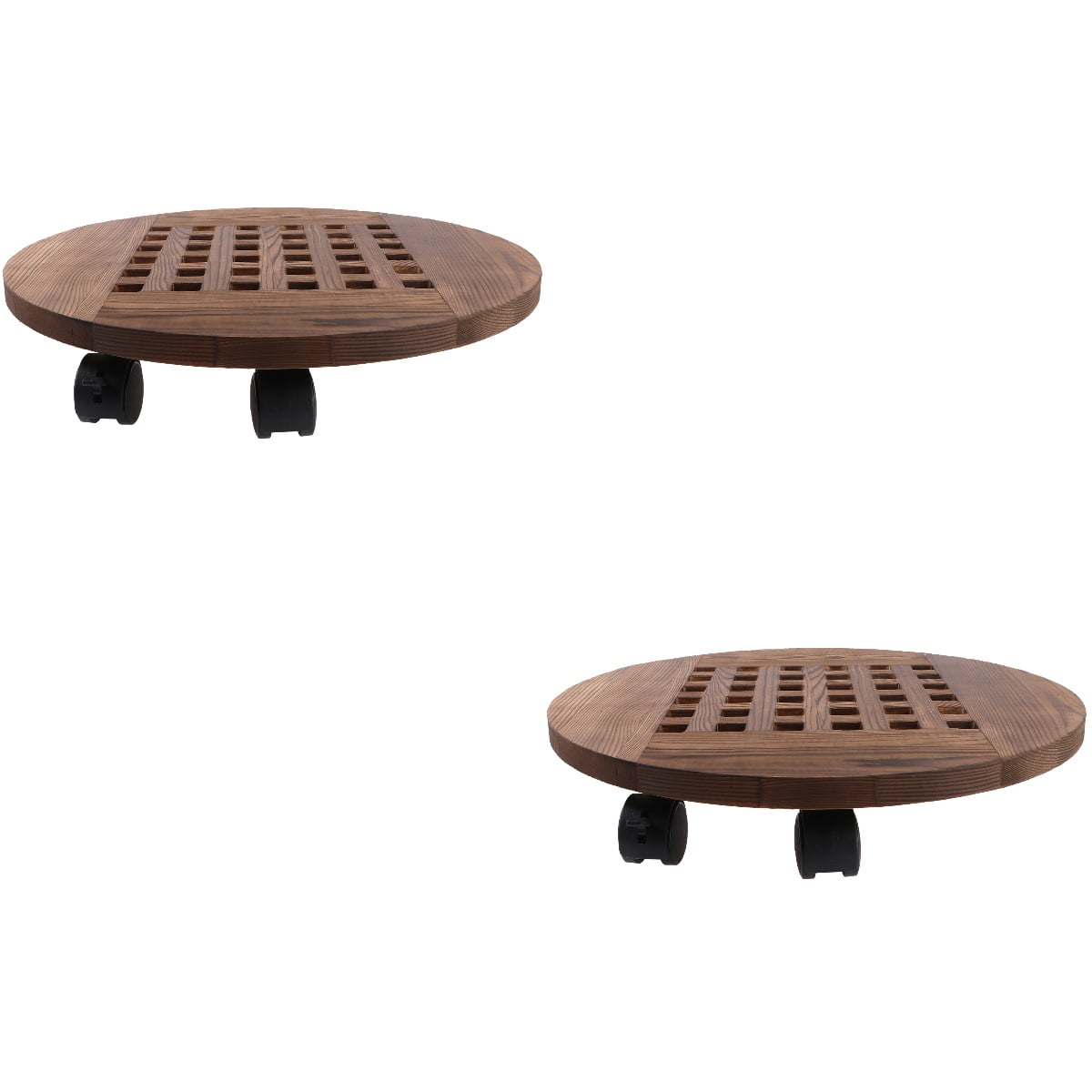 2 Pieces Flower Pot Base Mid Plant Rack Plants Caster Wheels Brown ...