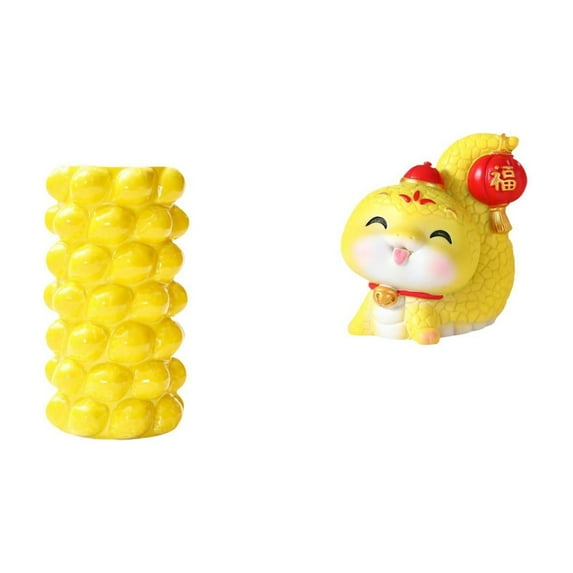 2 Pieces Flower Vase Cartoon Snake Statue Porcelain Construction ...