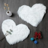 2 Pieces Fluffy Heart Shaped Rug Faux Area Rug Bushy Room Carpet for ...