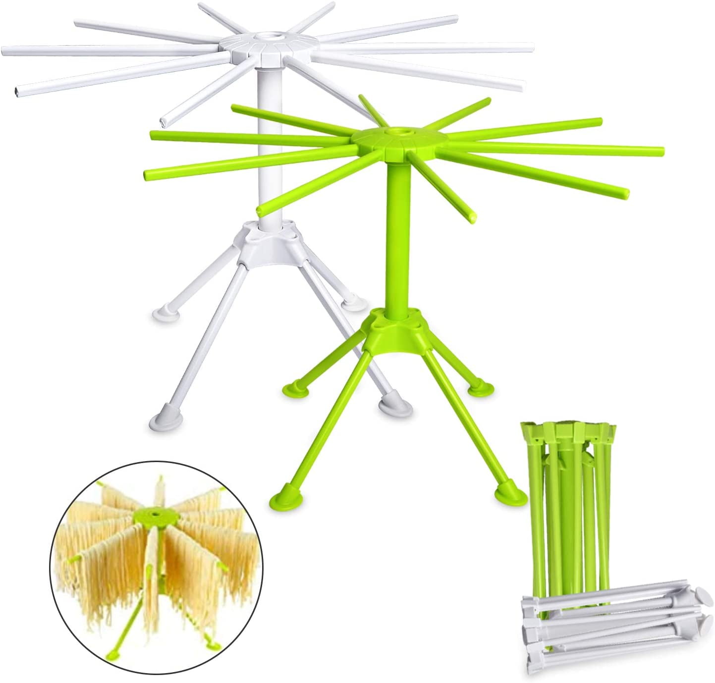 2 Pieces Foldable Pasta Drying Rack, Collapsible Plastic Noodle Maker ...
