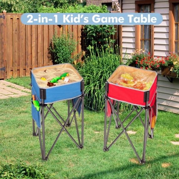 2 Pieces Folding Camping Tables with Large Capacity Storage Sink ...