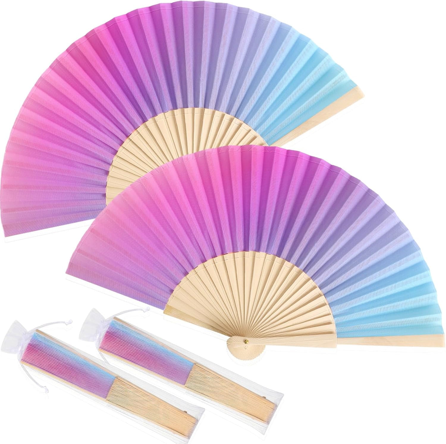 2 Pieces Folding Hand Fans for Line Dancing Manual Clapping Wooden ...