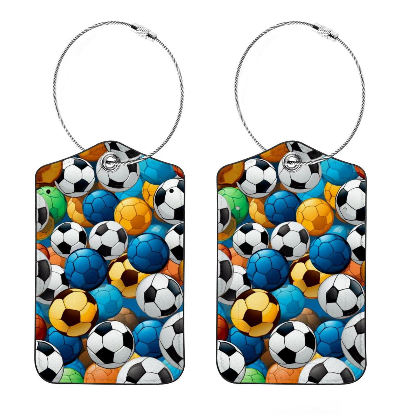 2 Pieces Football Soccer Luggage Tags with Full Back Privacy Cover ...