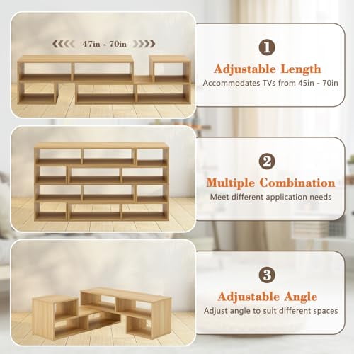 2 Pieces Free-Combination TV Stand with Bookcase Cube Entertainment ...