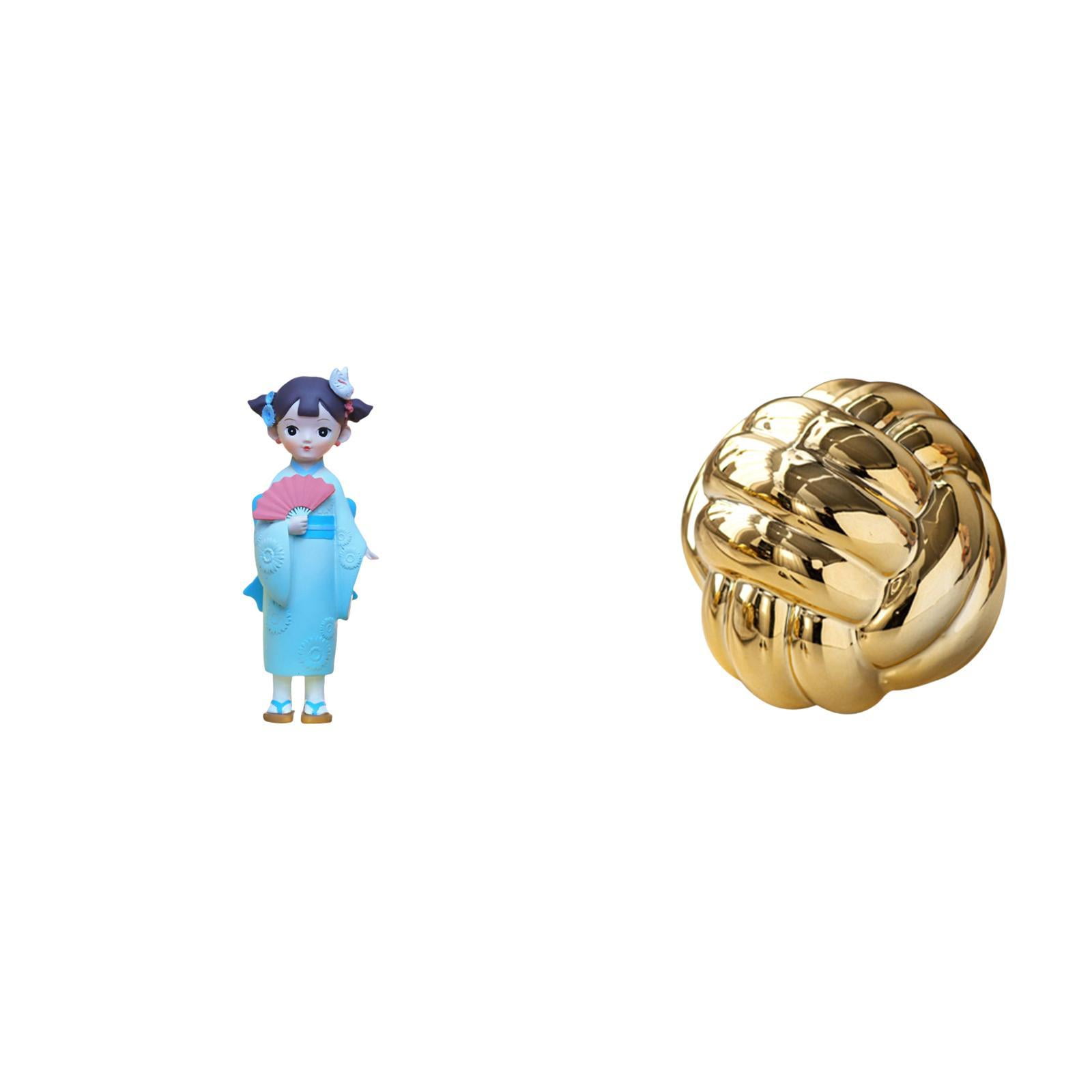 2 Pieces Geisha Doll Yarn Ball Sculpture Ceramic Statue Unique Folk ...