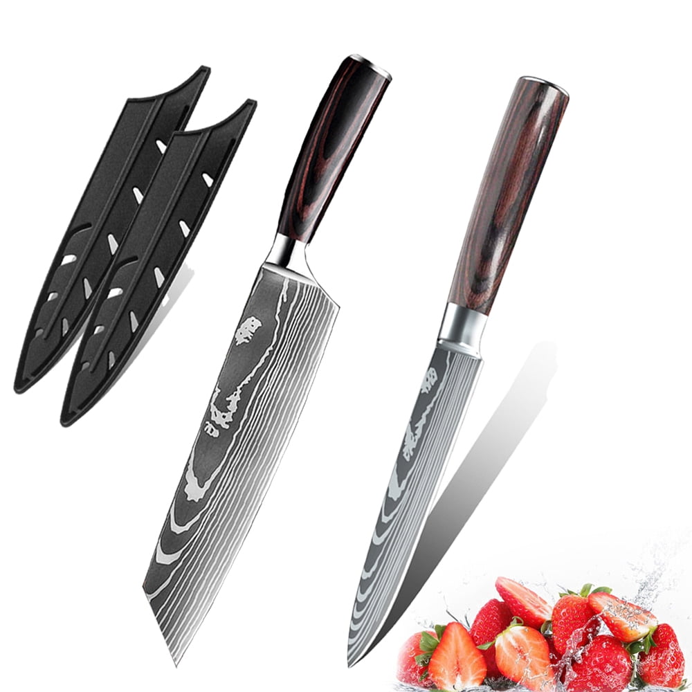 2 Pieces German Ultra Sharp Stainless Steel Kitchen Knife Sets with ...