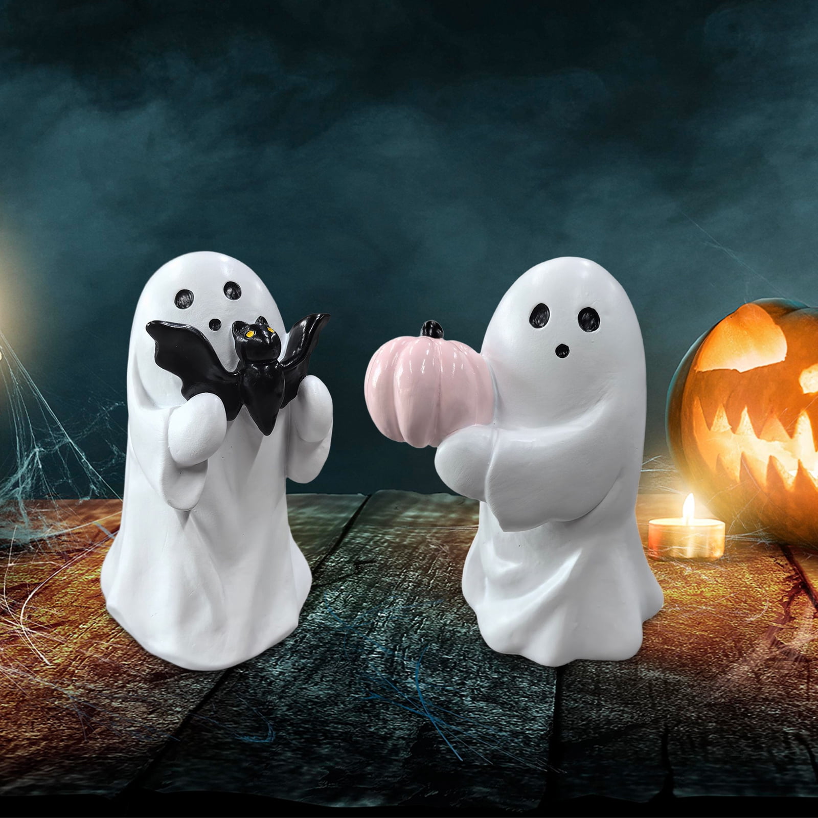 2 Pieces Ghost Statues Halloween Decoration for Indoor Bookshelf Living ...