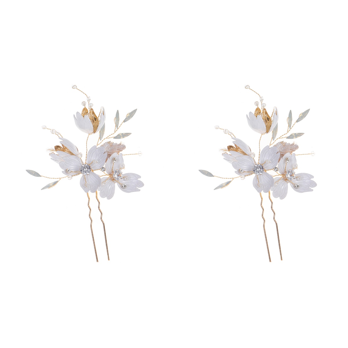 2 Pieces Girls Barrettes White Hair Clip Clips Tiara Headgear Bride ...