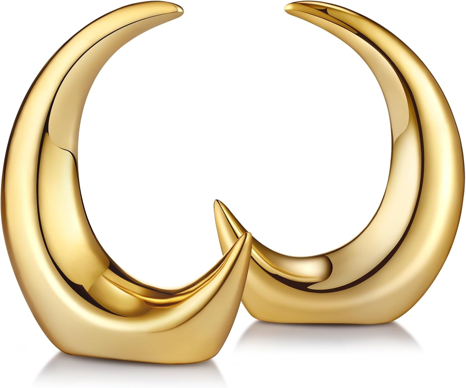 2 Pieces Gold Moon Statue Home Decor Modern Style Ceramic Figurines ...