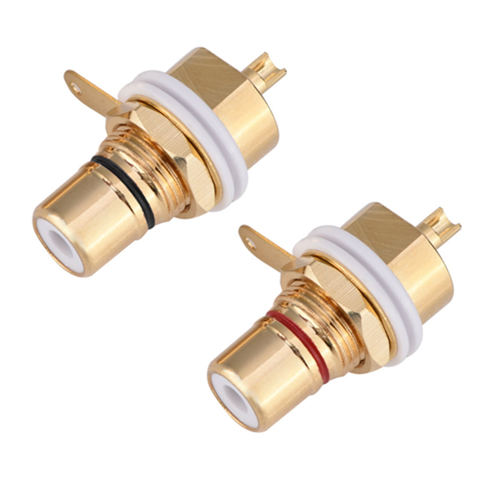 2 Pieces Gold Plated Copper Socket Panel Mount Female Jack Terminal ...