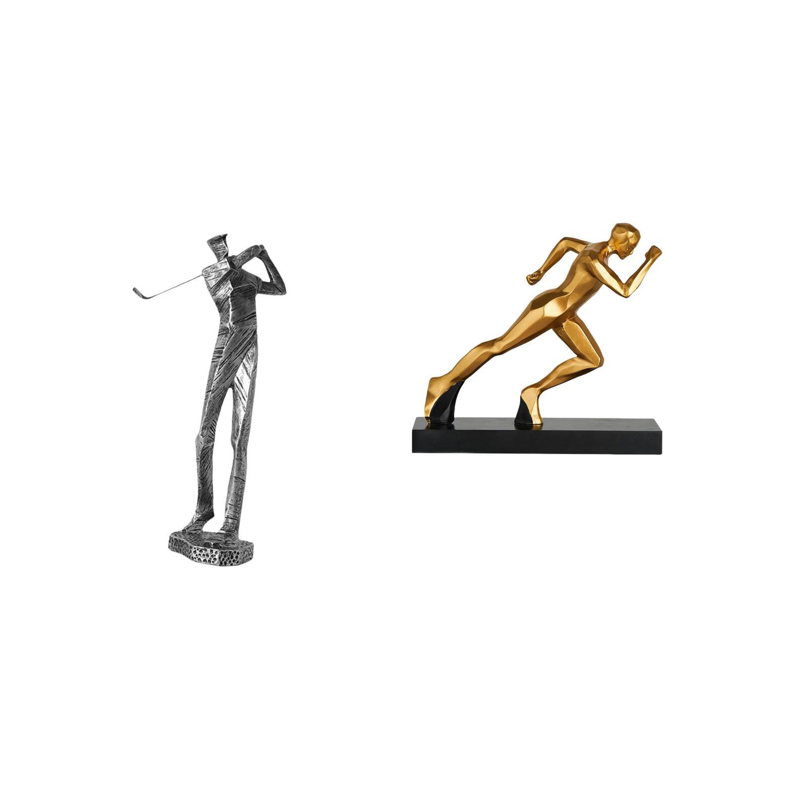 2 Pieces Golfing Figurine Runner Statue Resin Sculpture Modern Art ...