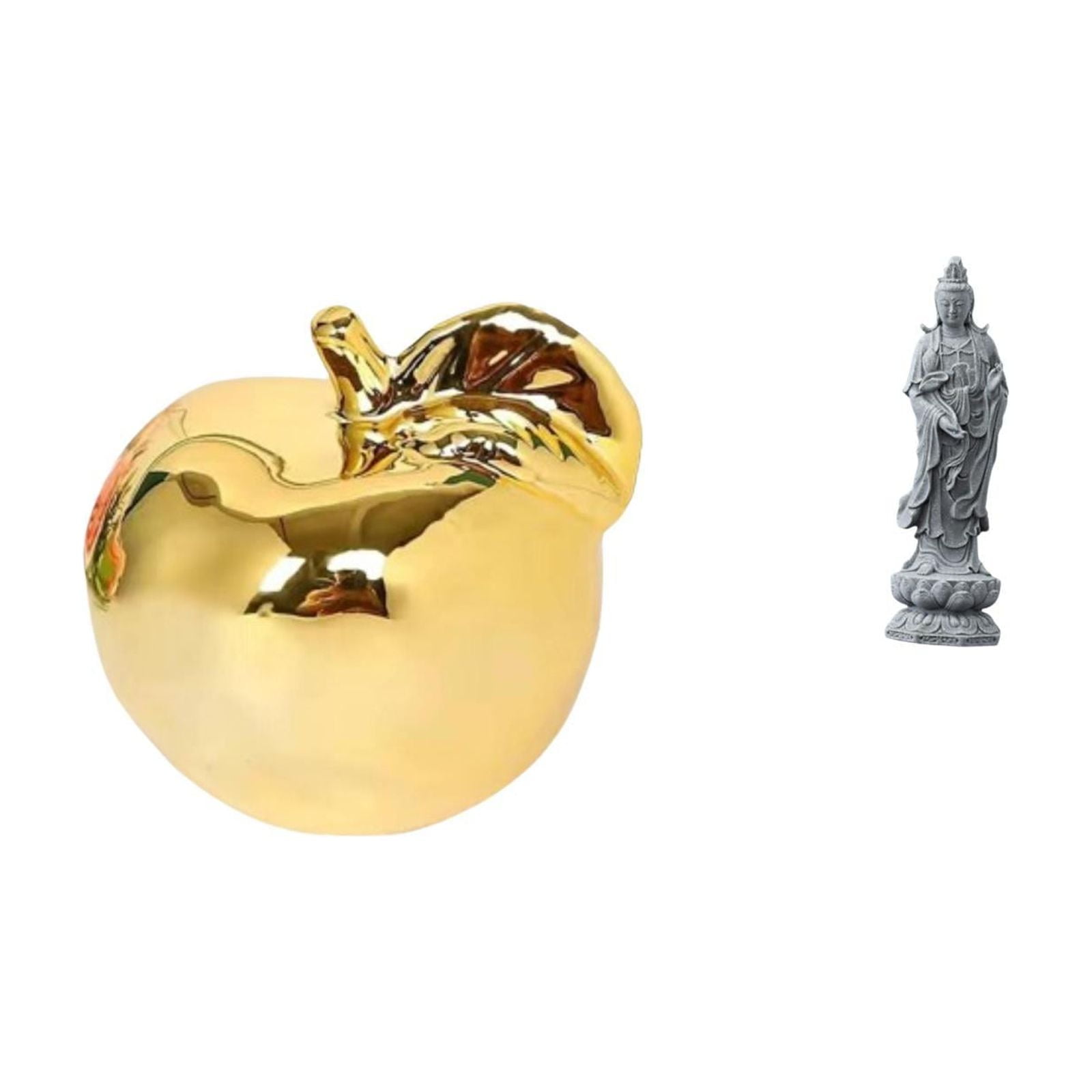 2 Pieces Guan Yin Statue Decorative Statue Fruit Sculpture Glazed ...
