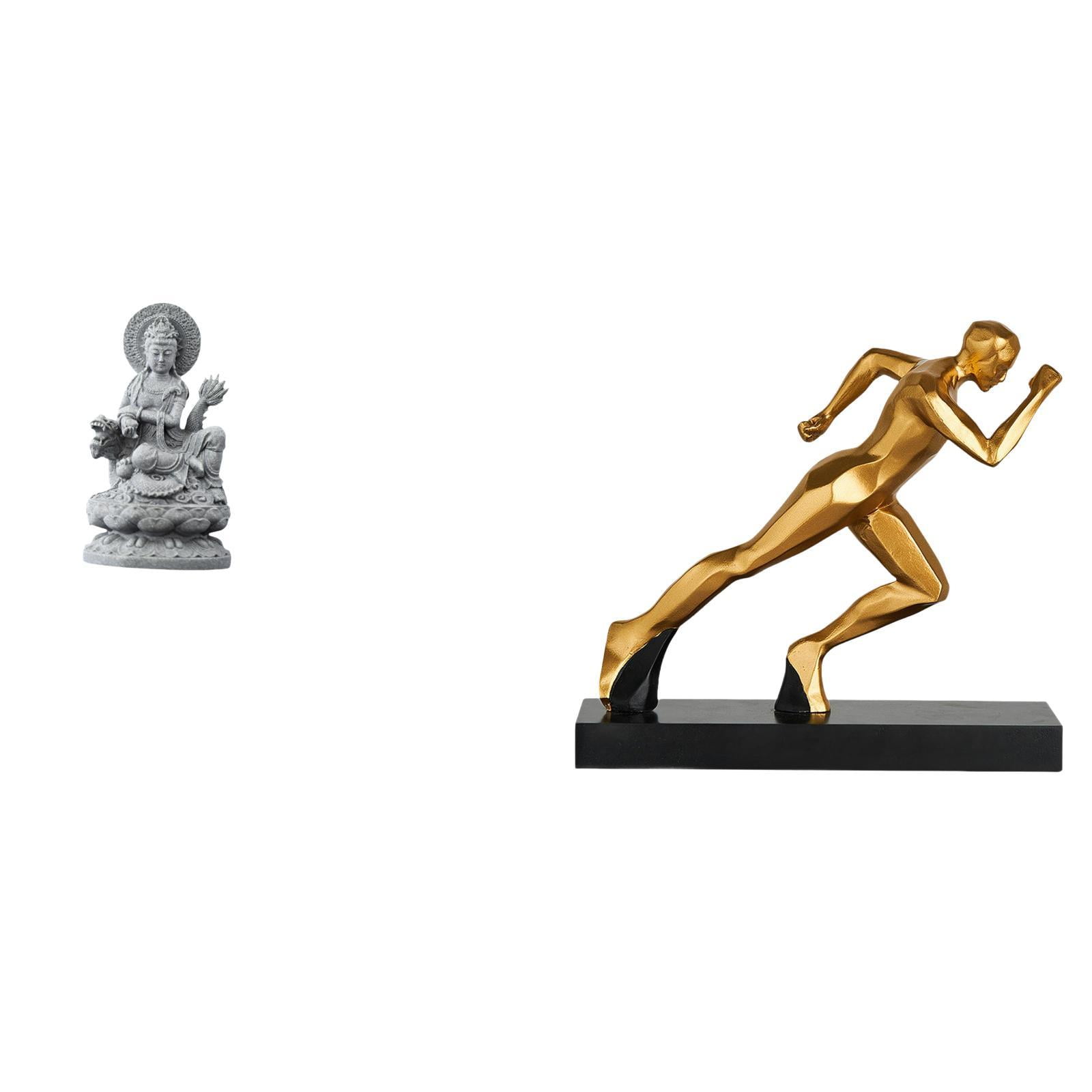 2 Pieces Guan Yin Statue Runner Figurine Abstract Art Resin Material ...