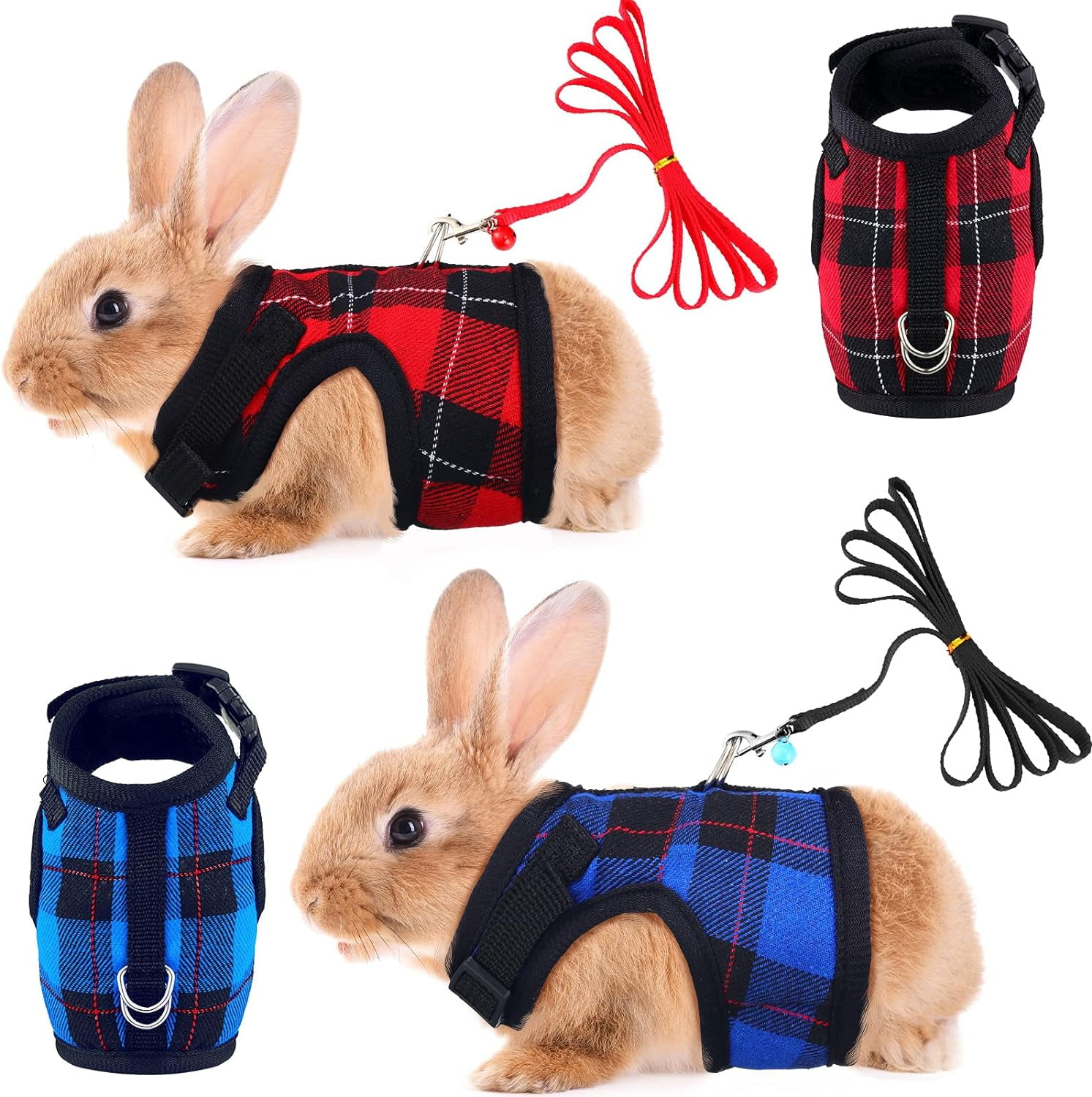 2 Pieces Guinea Pig Harness and Leash Plaid Hamster Harness with Safety ...