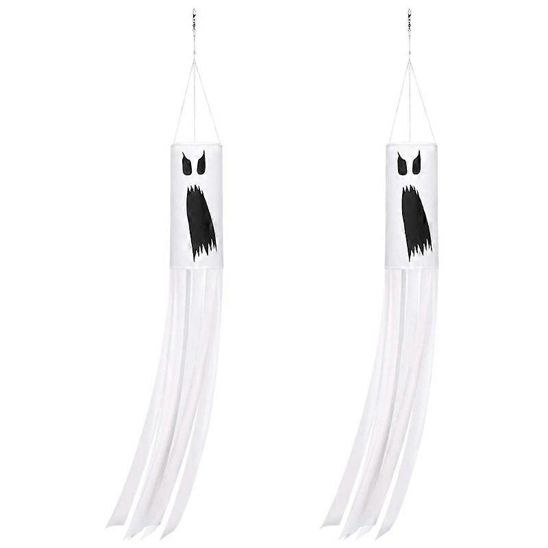 2 Pieces Halloween Pumpkin Ghost Windsock Flag Halloween Outdoor ...