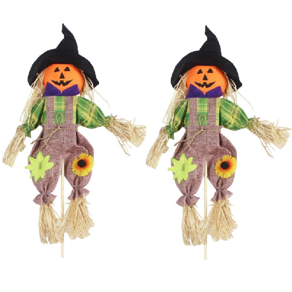 2 Pieces Halloween Scarecrow Decoration Fall Harvest Standing Scarecrow ...