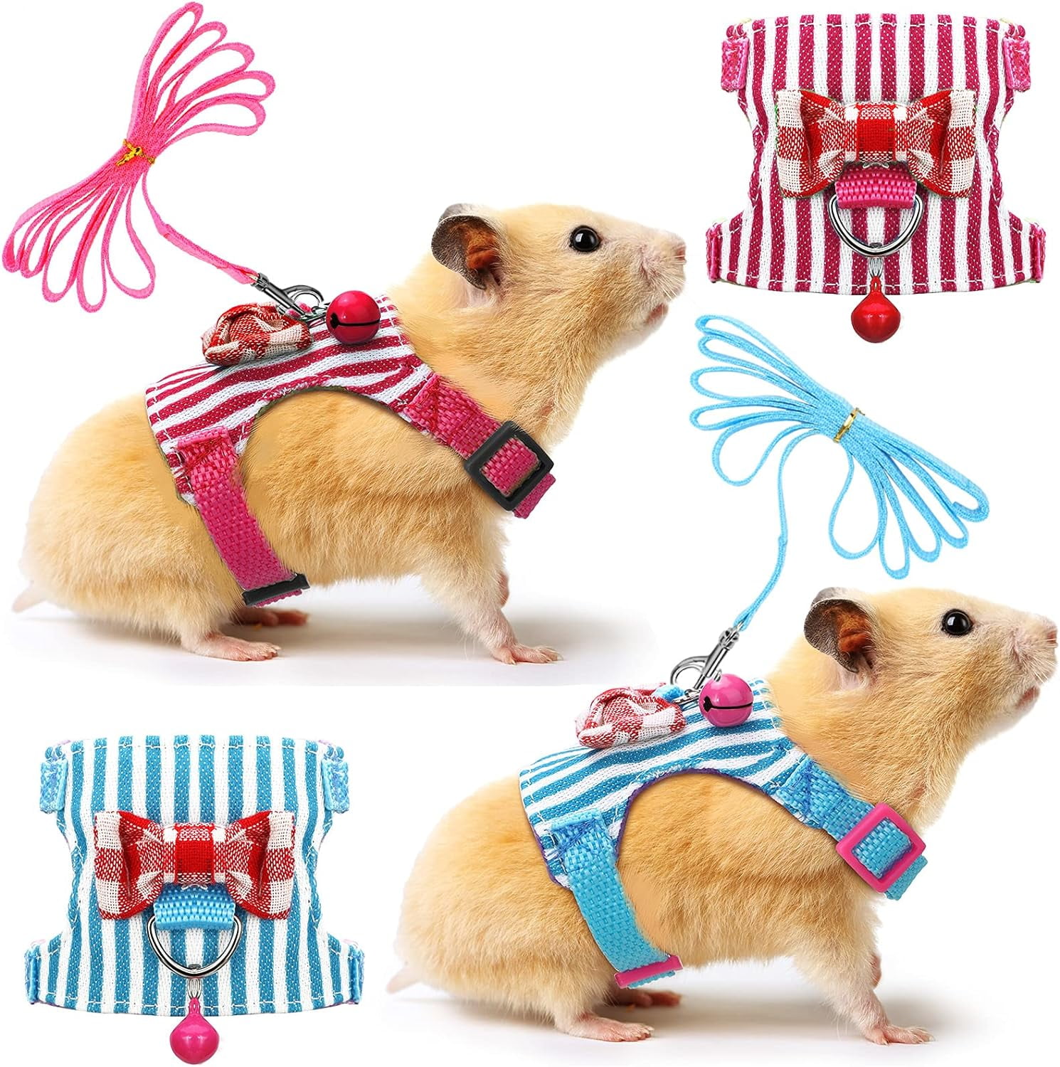 2 Pieces Hamster Harness and Leash Set for Walking, Small Guinea Pig ...
