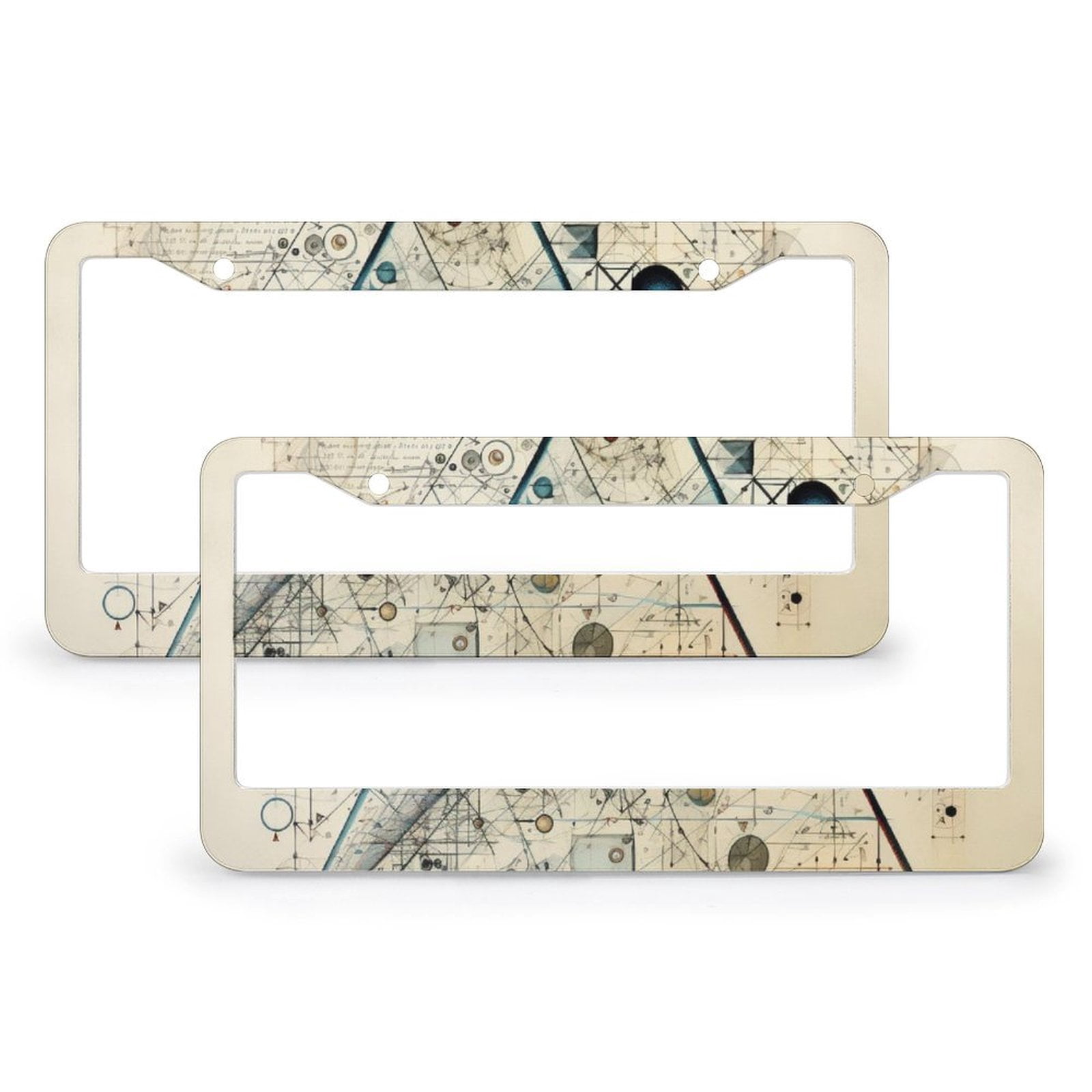 2 Pieces Hand Written Math Text And Equations Geometrical Shapes Print ...