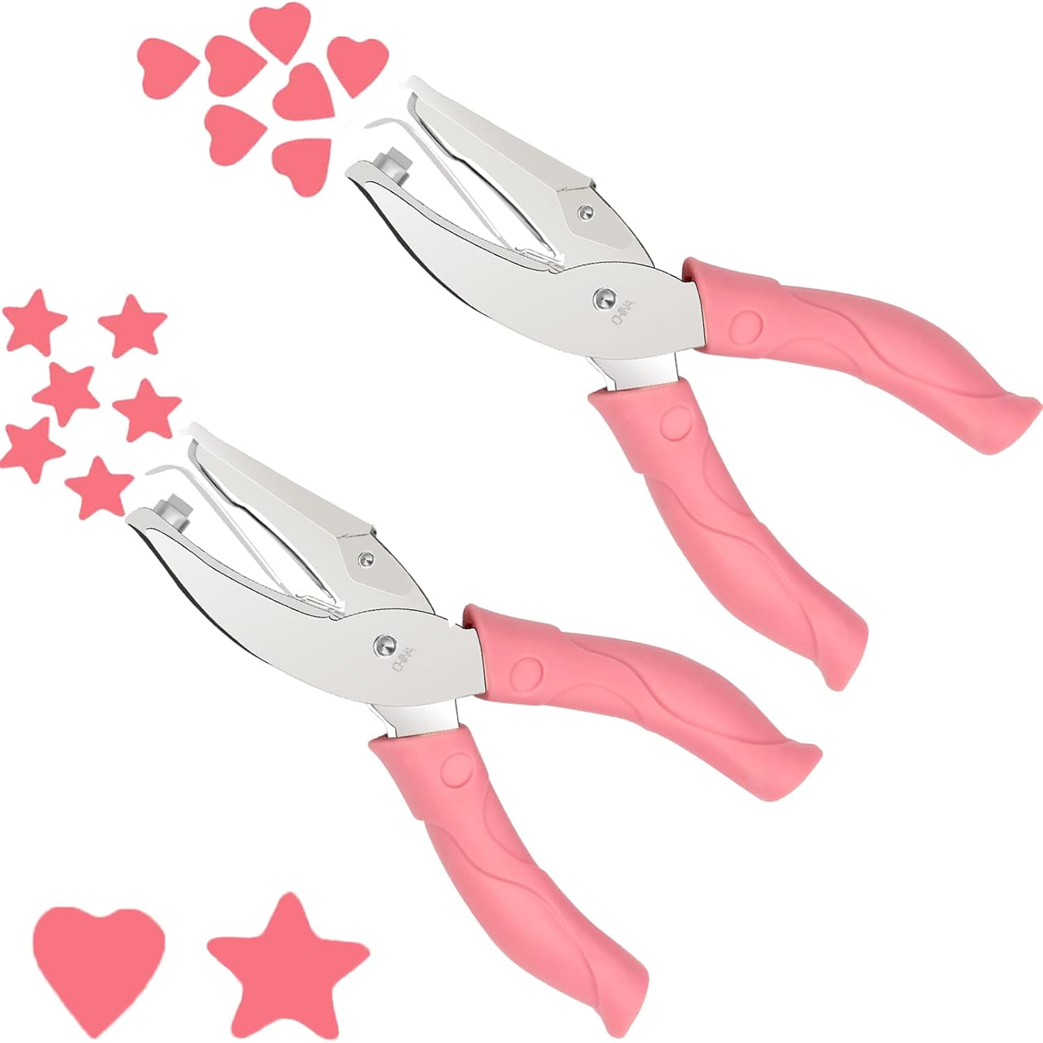 2 Pieces Handheld Hole Paper Punch, Heart Hole Punch + Star Hole Punch ...
