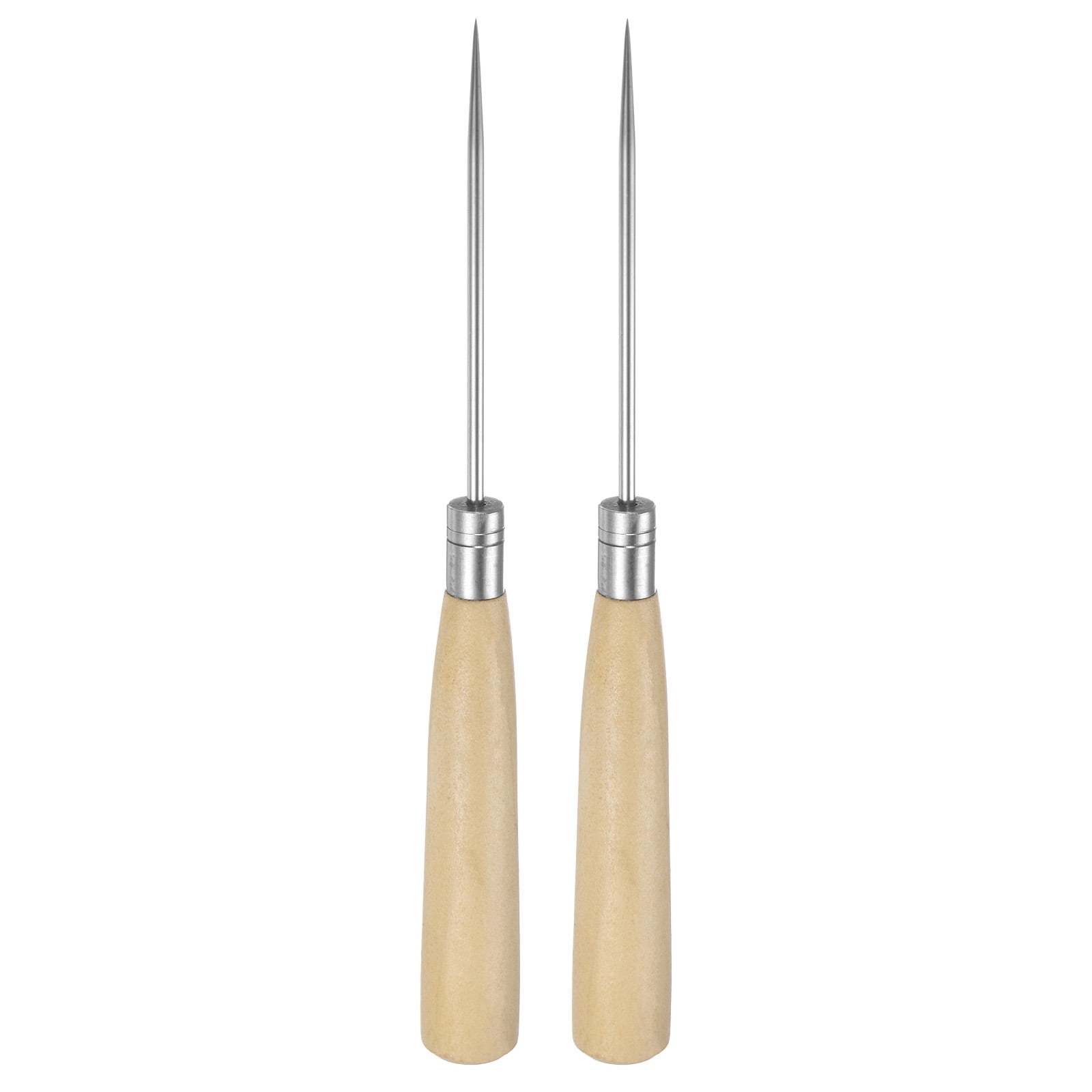 2 Pieces Handwork Sewing Awl Wooden Handle Leather Punch Hole Set Tool ...