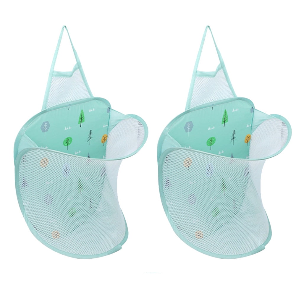 2 Pieces Hanging Laundry Hamper Foldable Mesh Hamper Dirty Cloth Basket ...
