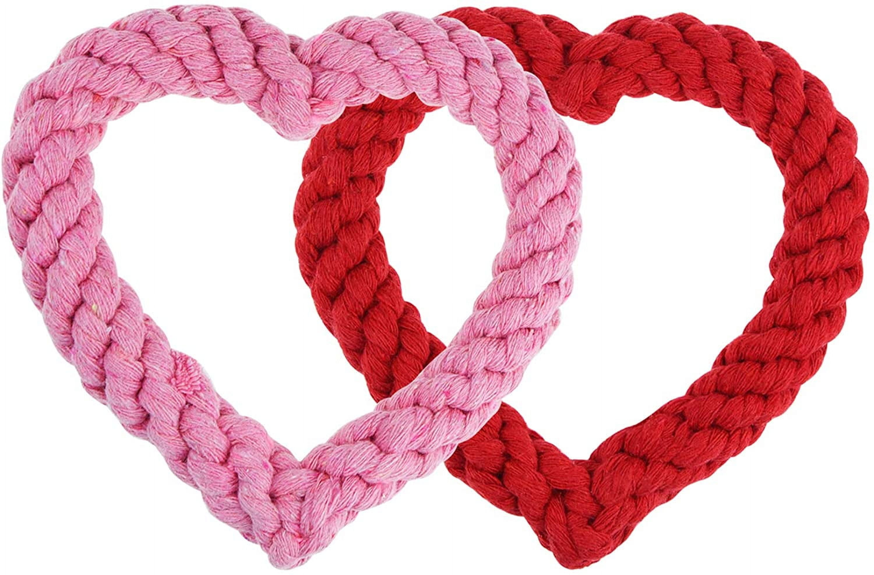 2 Pieces Heart Shaped Rope Dog Chew Toys Pet Toys for Valentine's Day ...