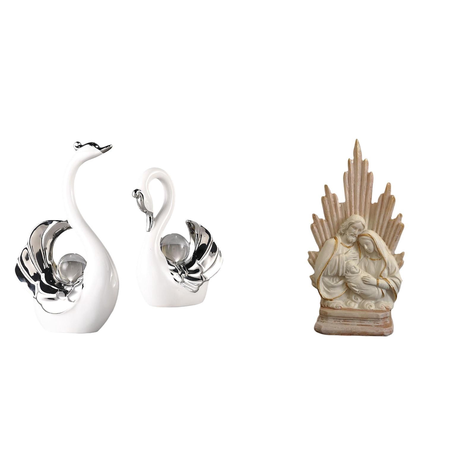 2 Pieces Holy Family Statue Swan Figurine Sculpture Elegant Resin for ...