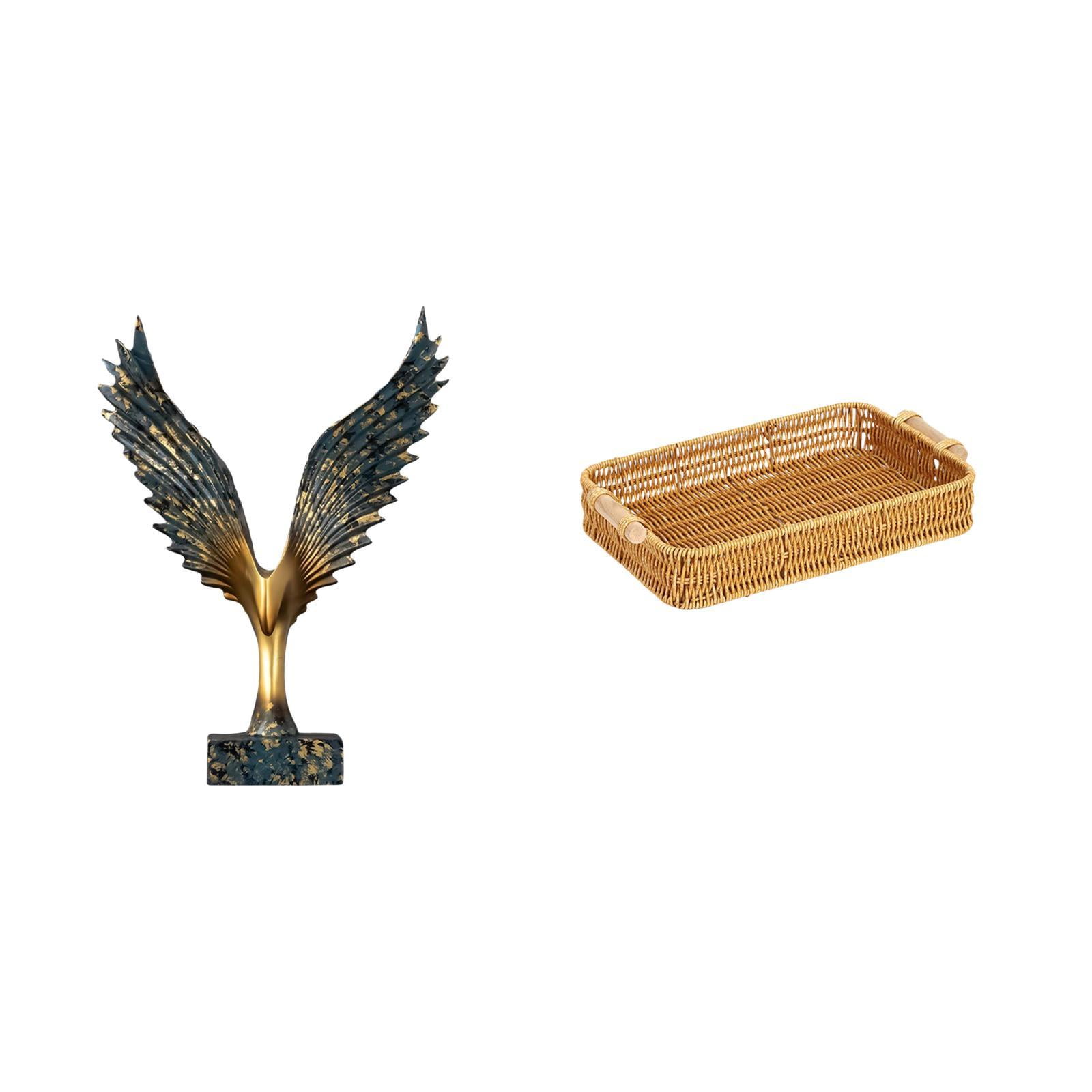 2 Pieces Home Statue Wing Sculpture Storage Basket Resin Material ...