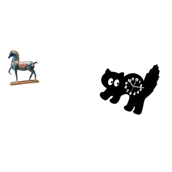 2 Pieces Horse Figurine Animal Sculpture Wall Clock Acrylic Resin ...