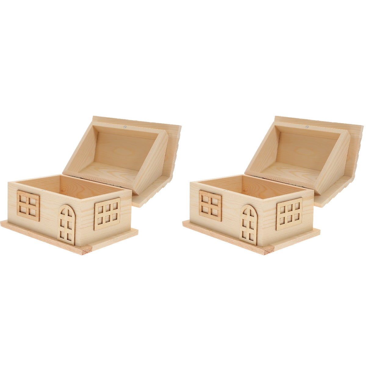 2 Pieces House Shaped Wooden Box Mate Coral Corsage Cardboard Baby ...