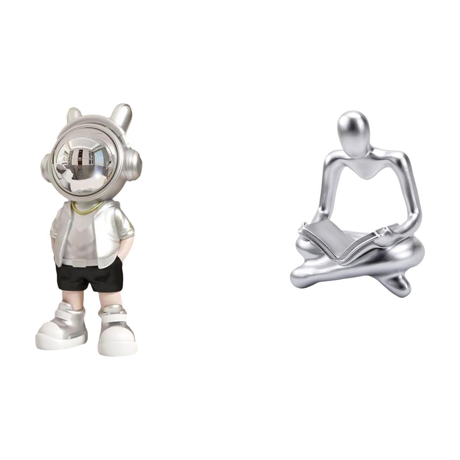 2 Pieces Human Figurine Astronaut Statue Desktop Resin Ornament for ...