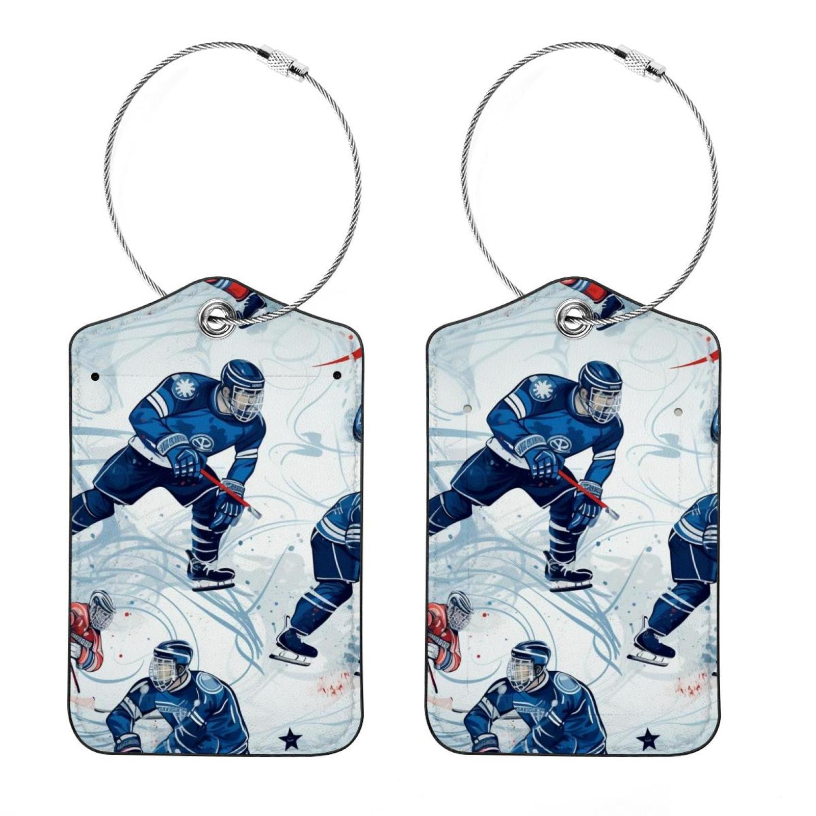 2 Pieces Ice Hockey Luggage Tags with Full Back Privacy Cover /Steel ...