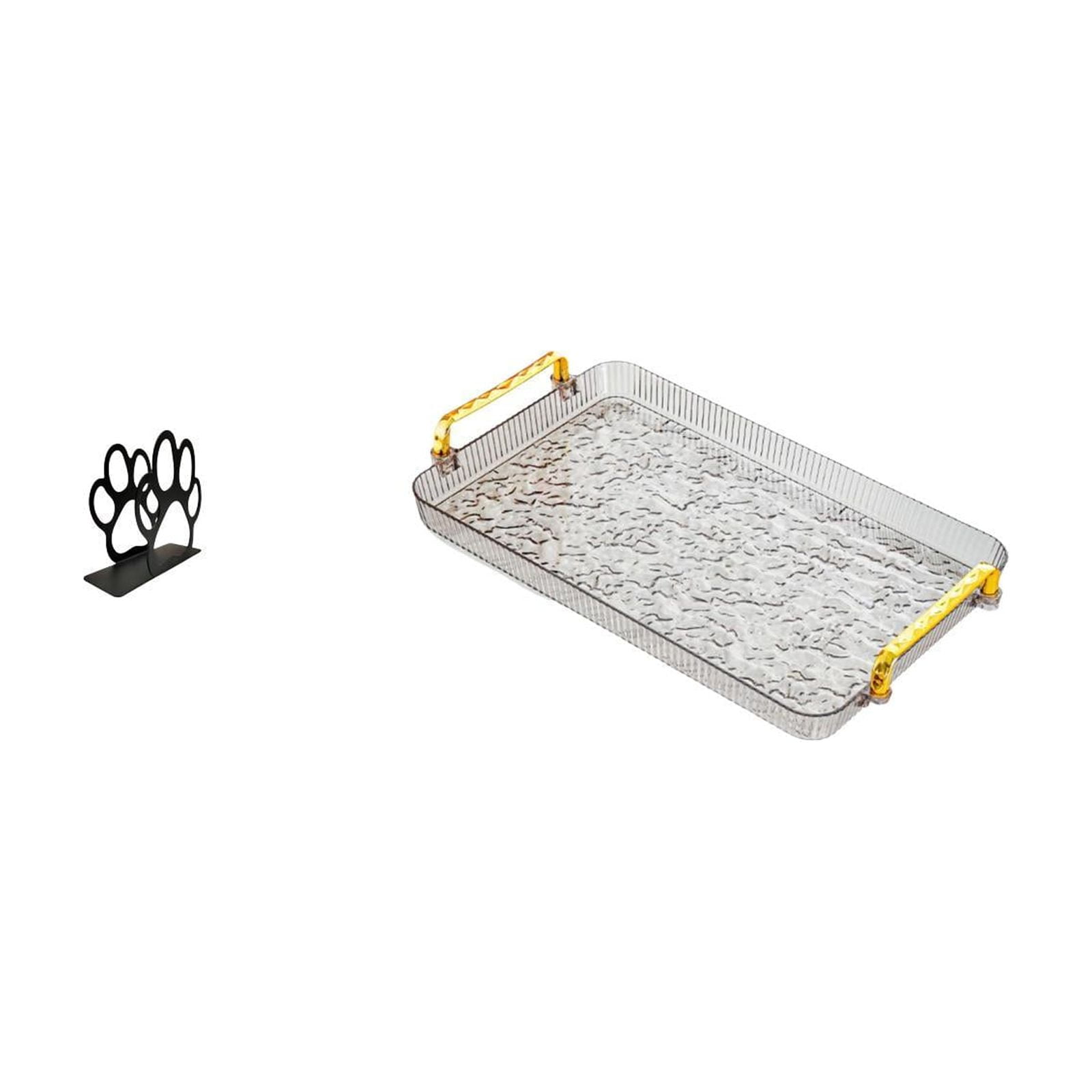 2 Pieces Iron Napkin Holder Serving Tray Storage Tray with Handle for ...