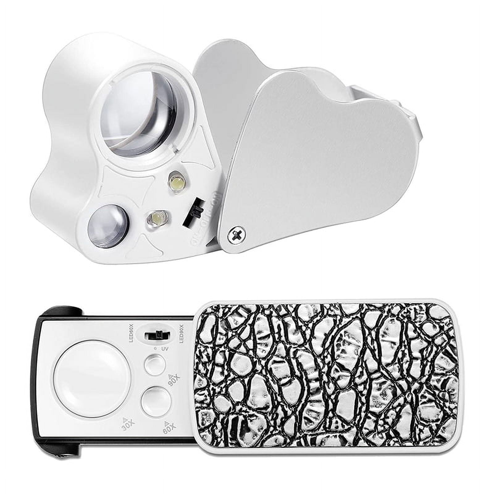 2 Pieces Jewelers Loupe 30X 60X 90X Eye Magnifier Jewelry Magnifying ...