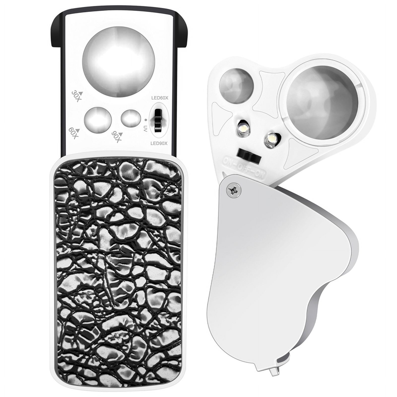 2 Pieces Jewelers Loupe 30X 60X 90X Eye Magnifier Jewelry Magnifying ...