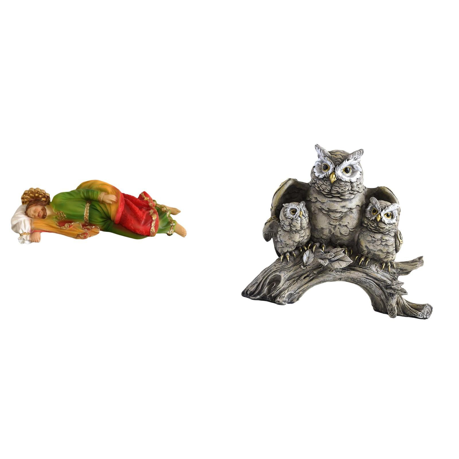 2 Pieces Joseph Statue Owl Figurine Animal Sculpture Resin Material for ...