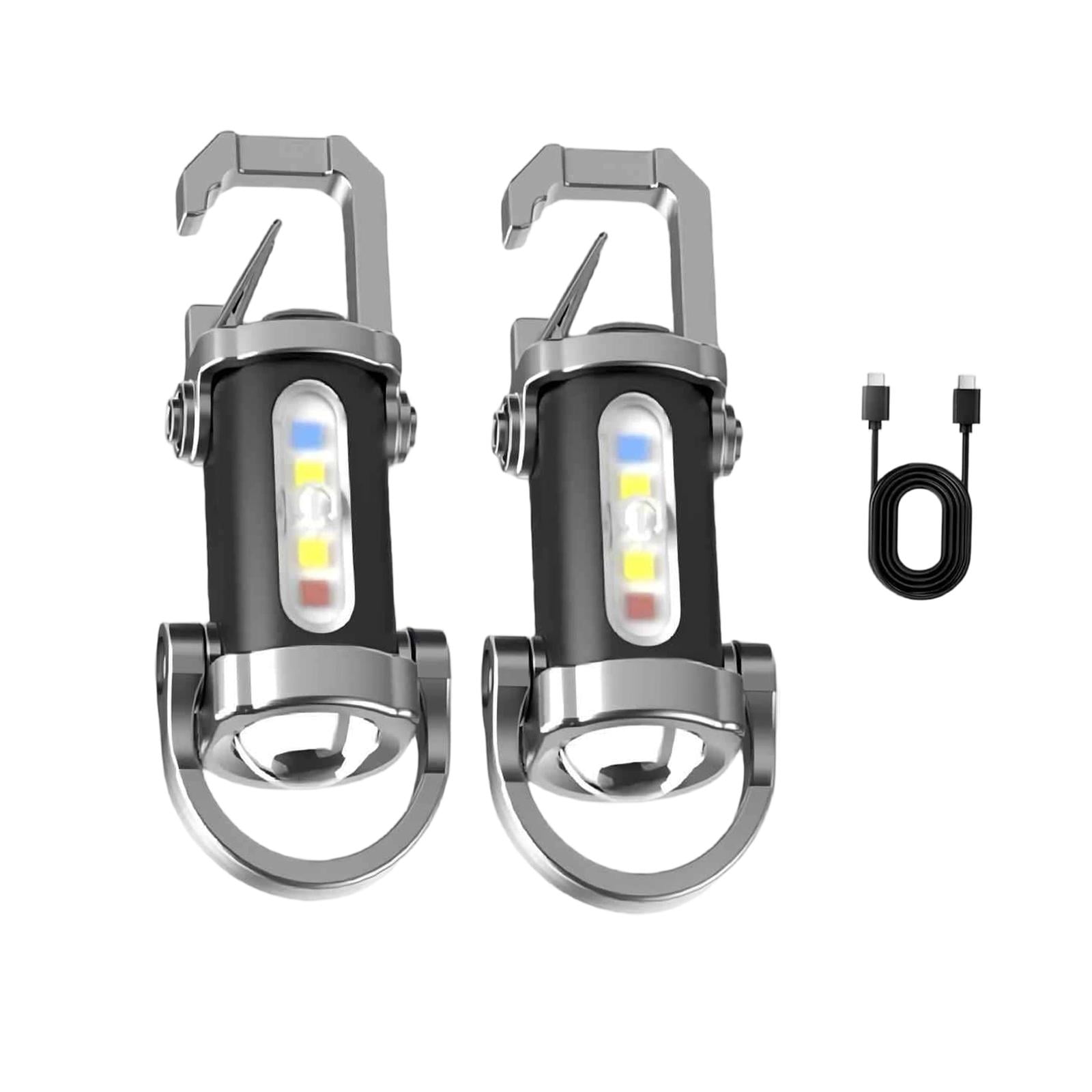 2 Pieces Keychain Flashlight Mini LED Work Light Rechargeable ABS ...
