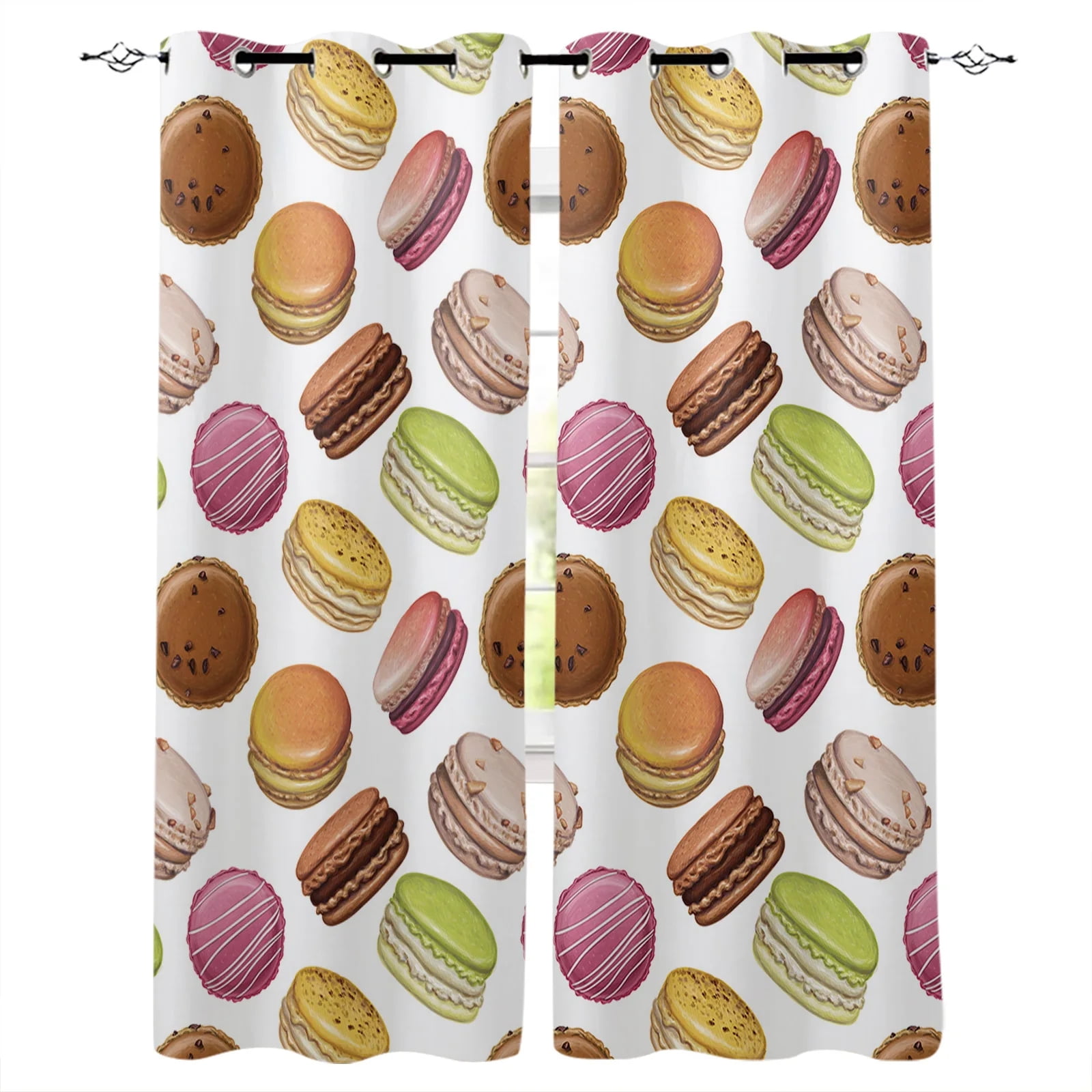 2 Pieces Kitchen Food Curtain Cake Donut Hot Dog Sandwich Curtain for ...