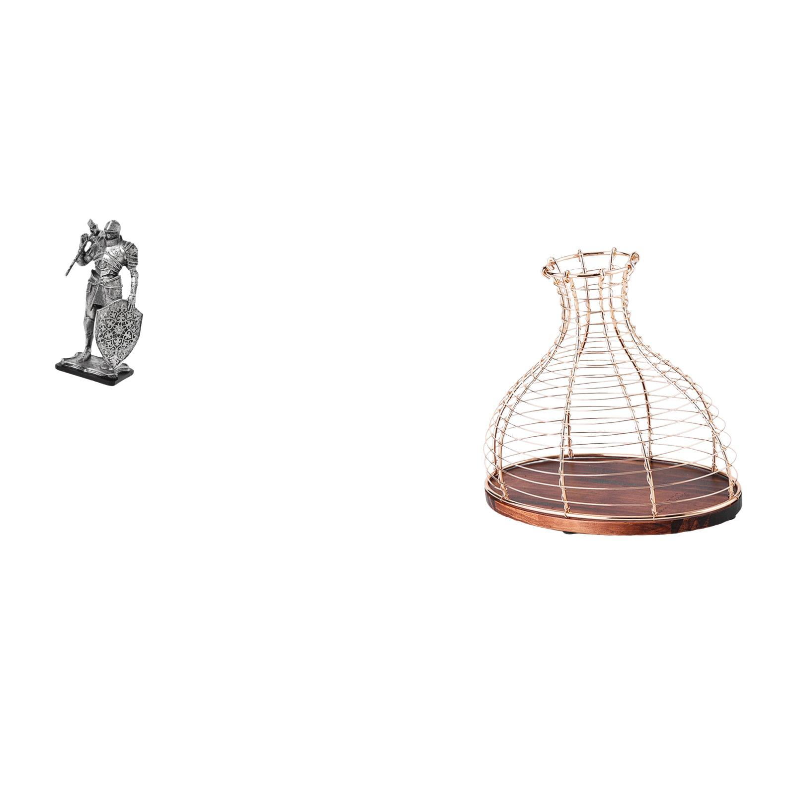 2 Pieces Knight Statue Desk Sculpture Unique Metal Wine Cork Holder ...