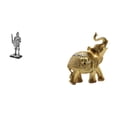 2 Pieces Knight Statue Elephant Figurine Desktop Ornament Resin ...