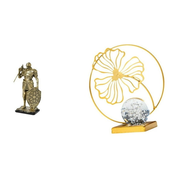 2 Pieces Knight Statue Leaf Sculpture Desktop Figurine Resin Iron ...