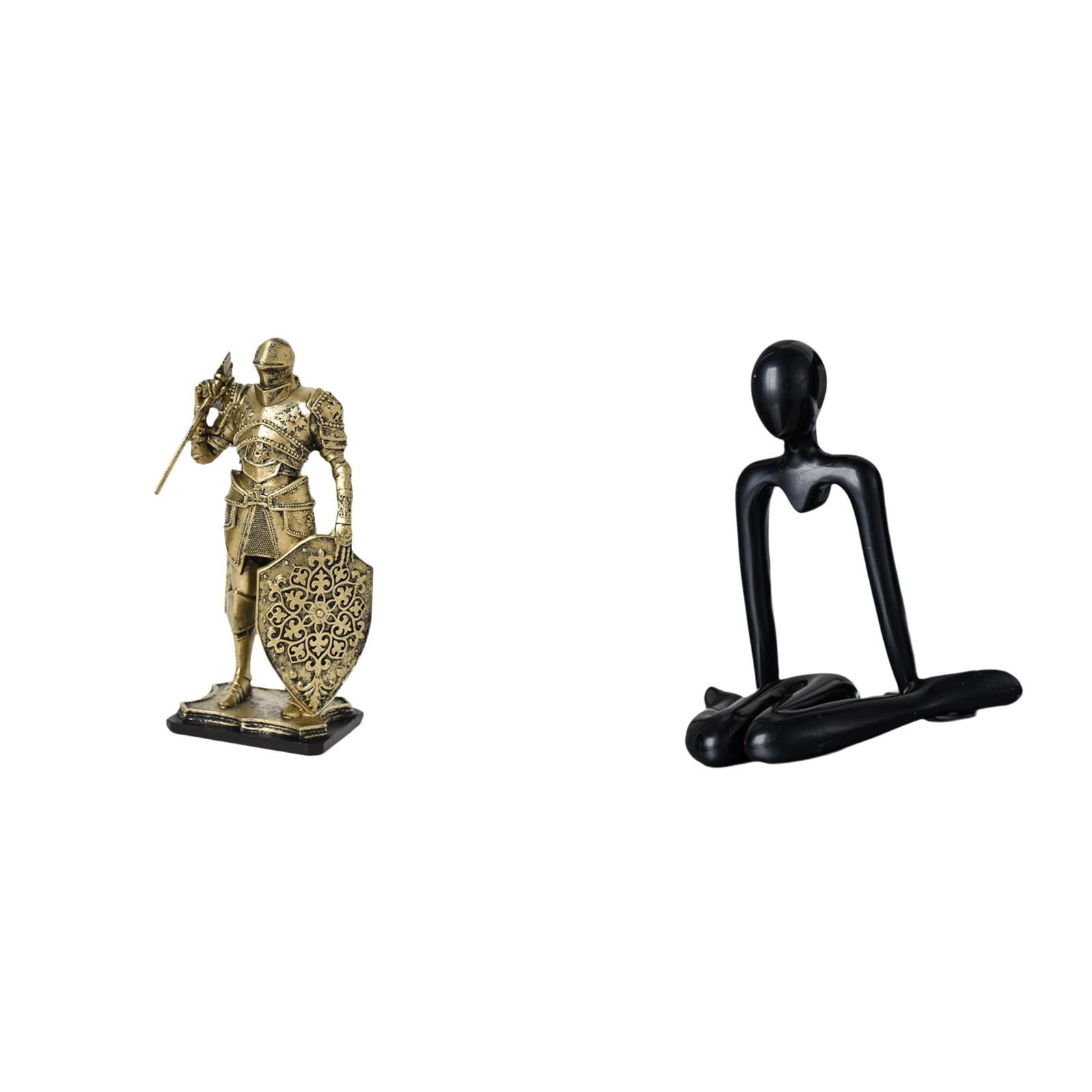 2 Pieces Knight Statue Thinker Sculpture Figurine Resin Craft ...