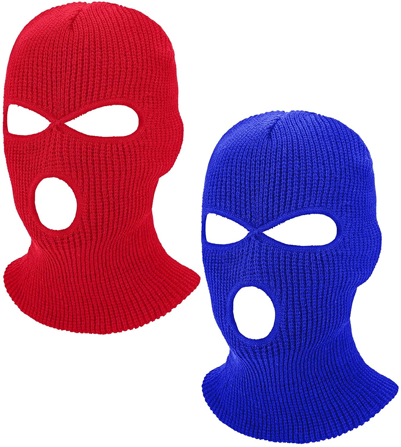 2 Pieces Knitted Full Face Cover 3-Hole Ski Mask Winter Balaclava Face ...