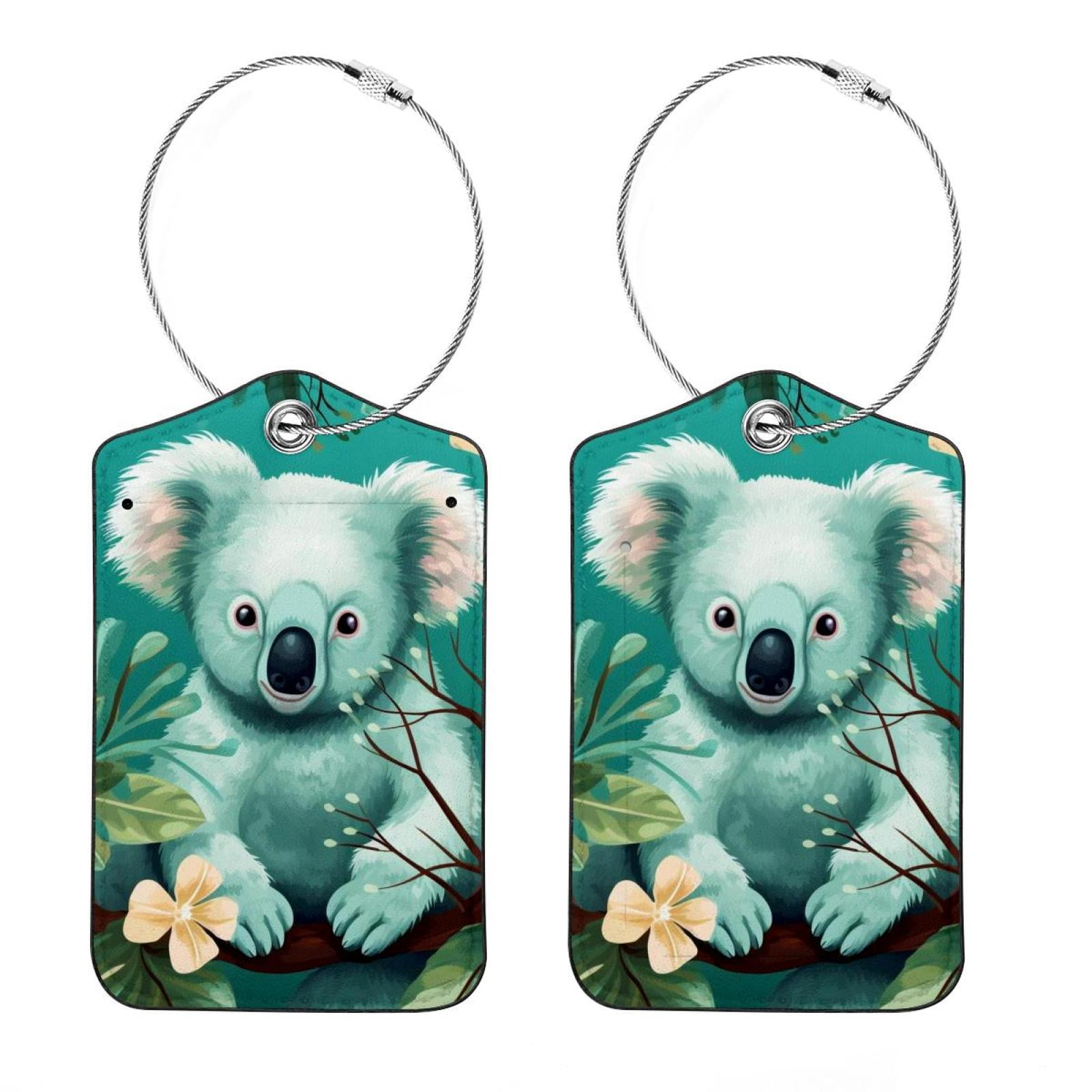 2 Pieces Koala Luggage Tags, Privacy Cover ID Label with Loop and ...