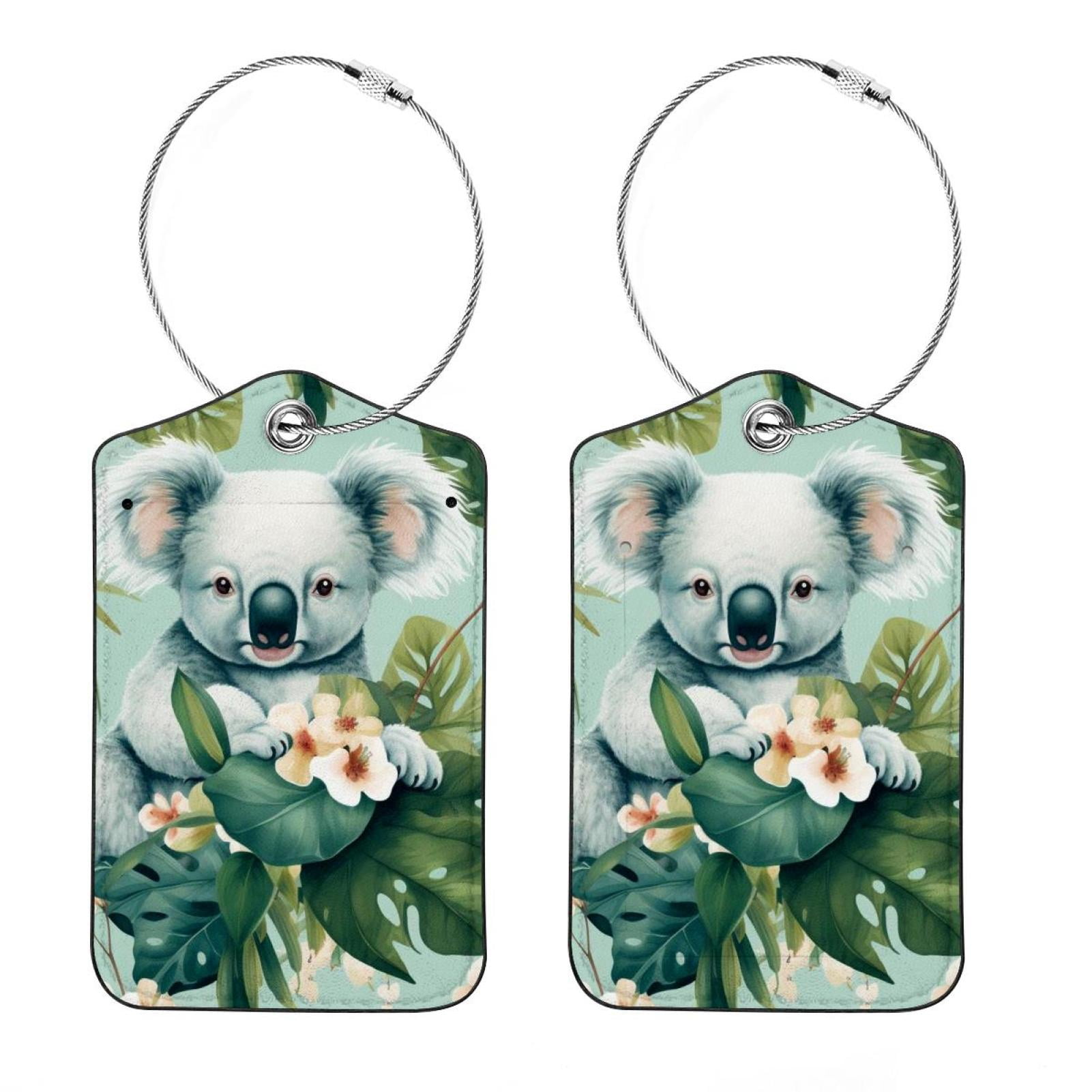 2 Pieces Koala Luggage Tags, Privacy Cover ID Label with Loop and ...