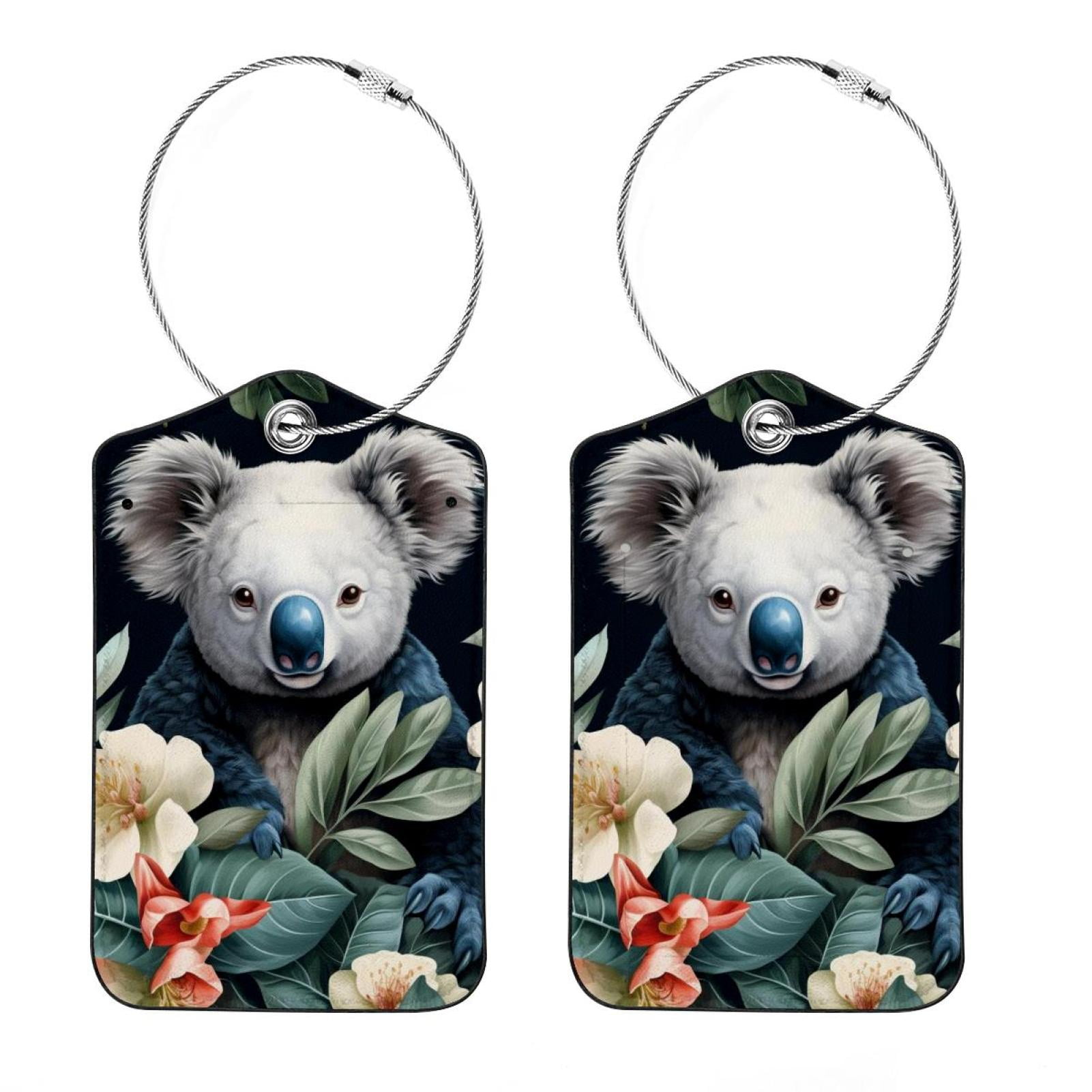 2 Pieces Koala Luggage Tags with Full Back Privacy Cover /Steel Loops ...