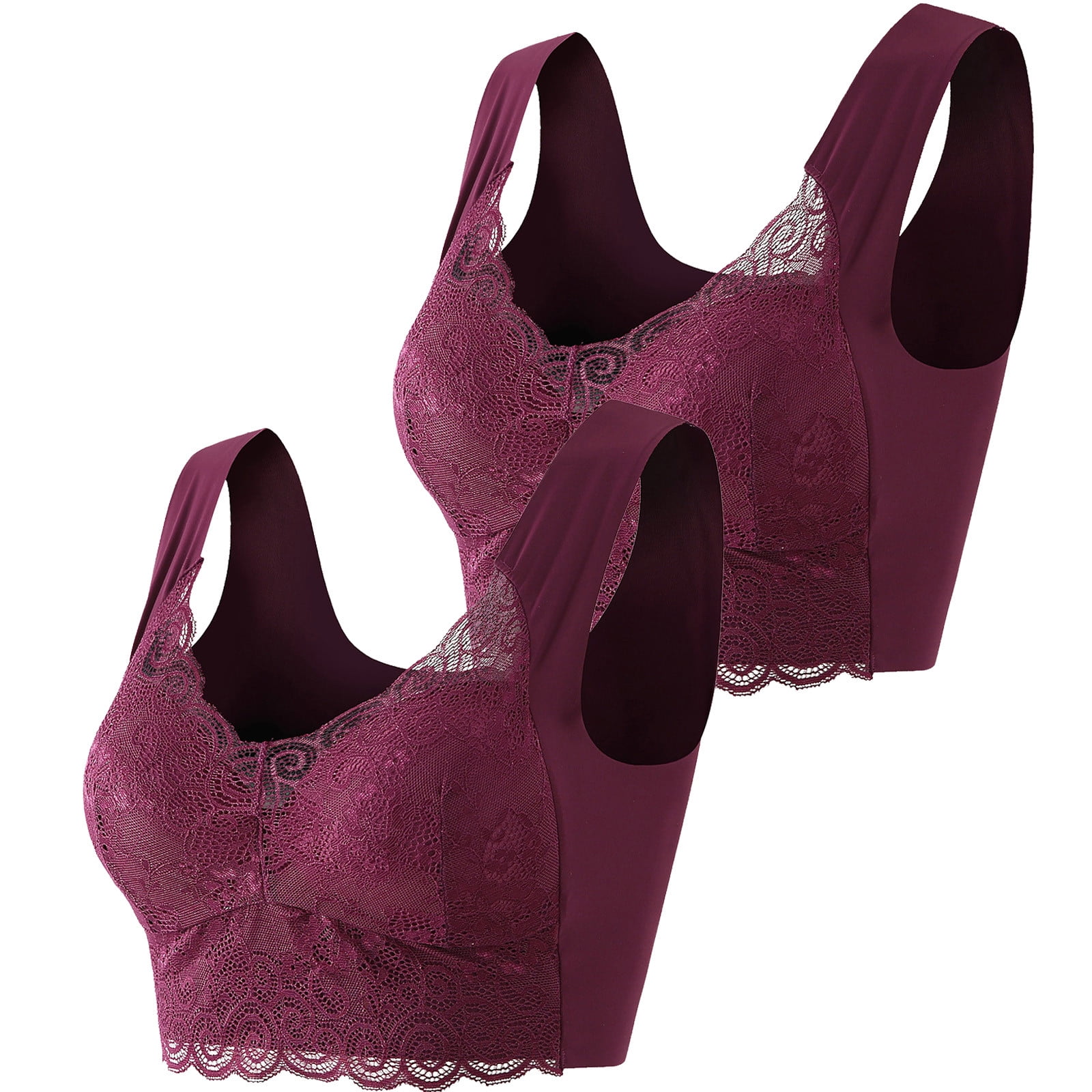 2 Pieces Lace Bra Plus Size Bra Women Underwear Bralette Crop Top ...