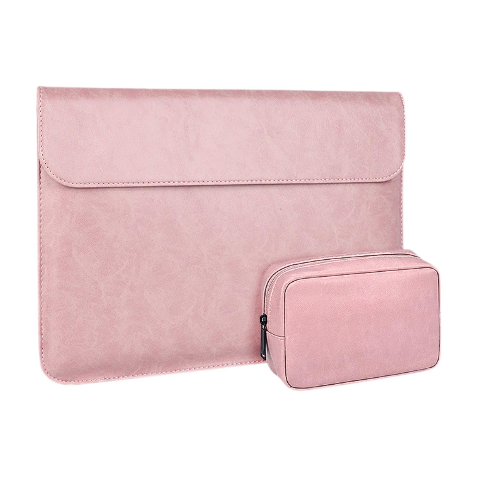 2 Pieces Laptop Sleeve Bag Carrying Case Lightweight PU Leather for 14. ...