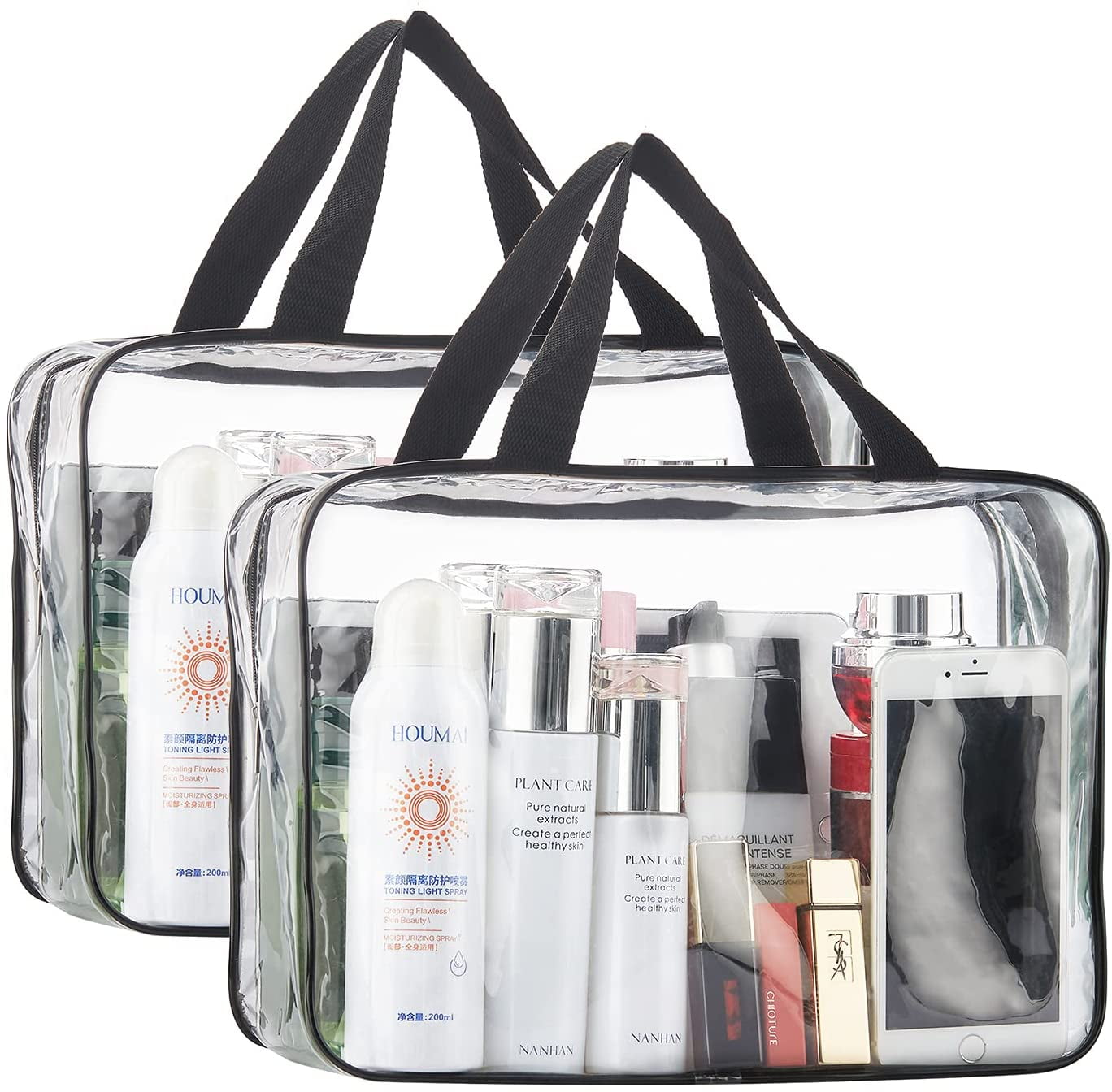 2 Pieces Large Clear Makeup Cosmetic Toiletry Organizer Bag, Clear ...
